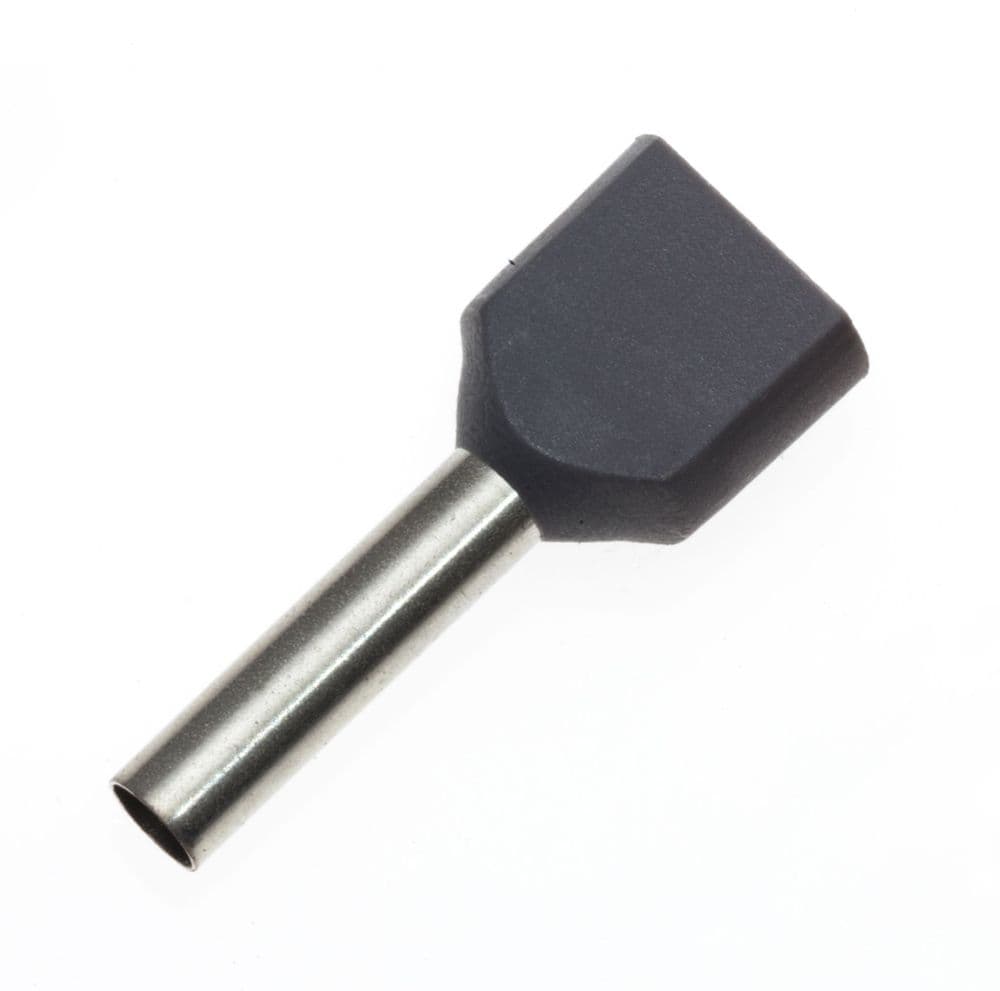 Twin, Bootlace Ferrule, 2.5mm2, Grey, 10mm, TE2510-GREY (Pack of 100)
