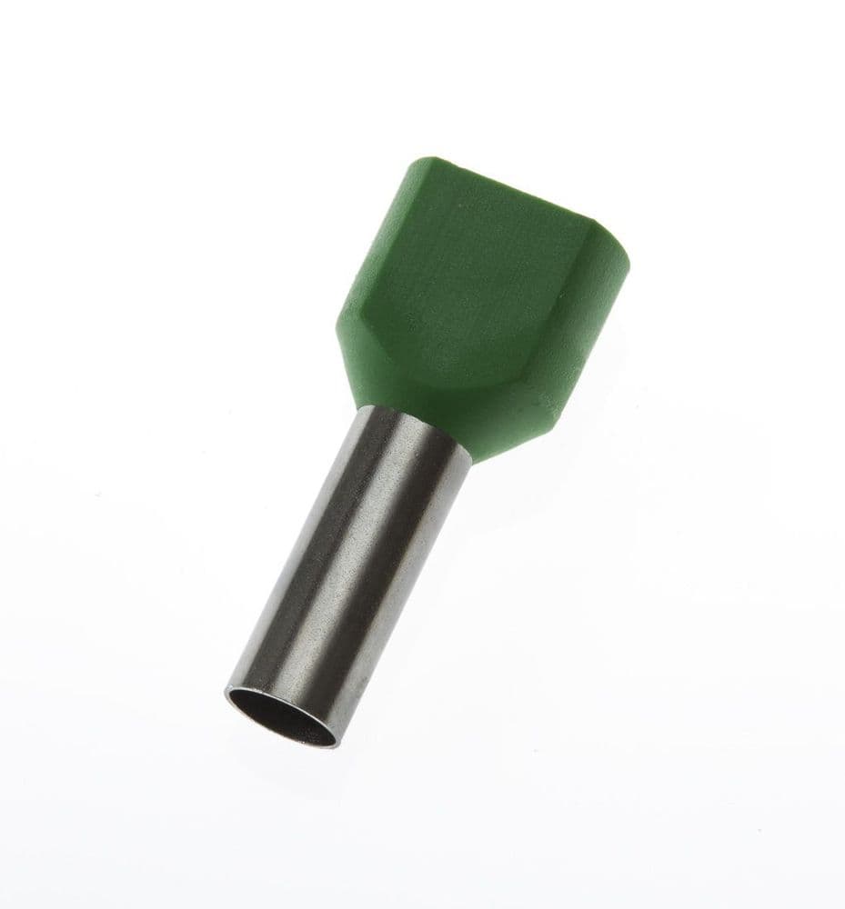 Twin, Bootlace Ferrule, 6.0mm2, Green, 14mm, TE6014-GREEN (Pack of 100)