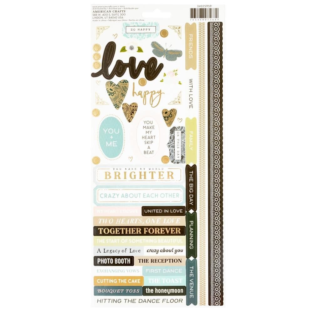 American Crafts Cardstock Stickers 6x12 - A Perfect Match Icons