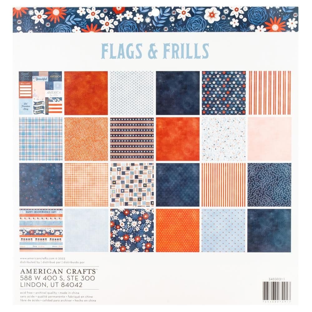 American Crafts - Double-Sided Paper Pad 12x12 - Flags and Frills