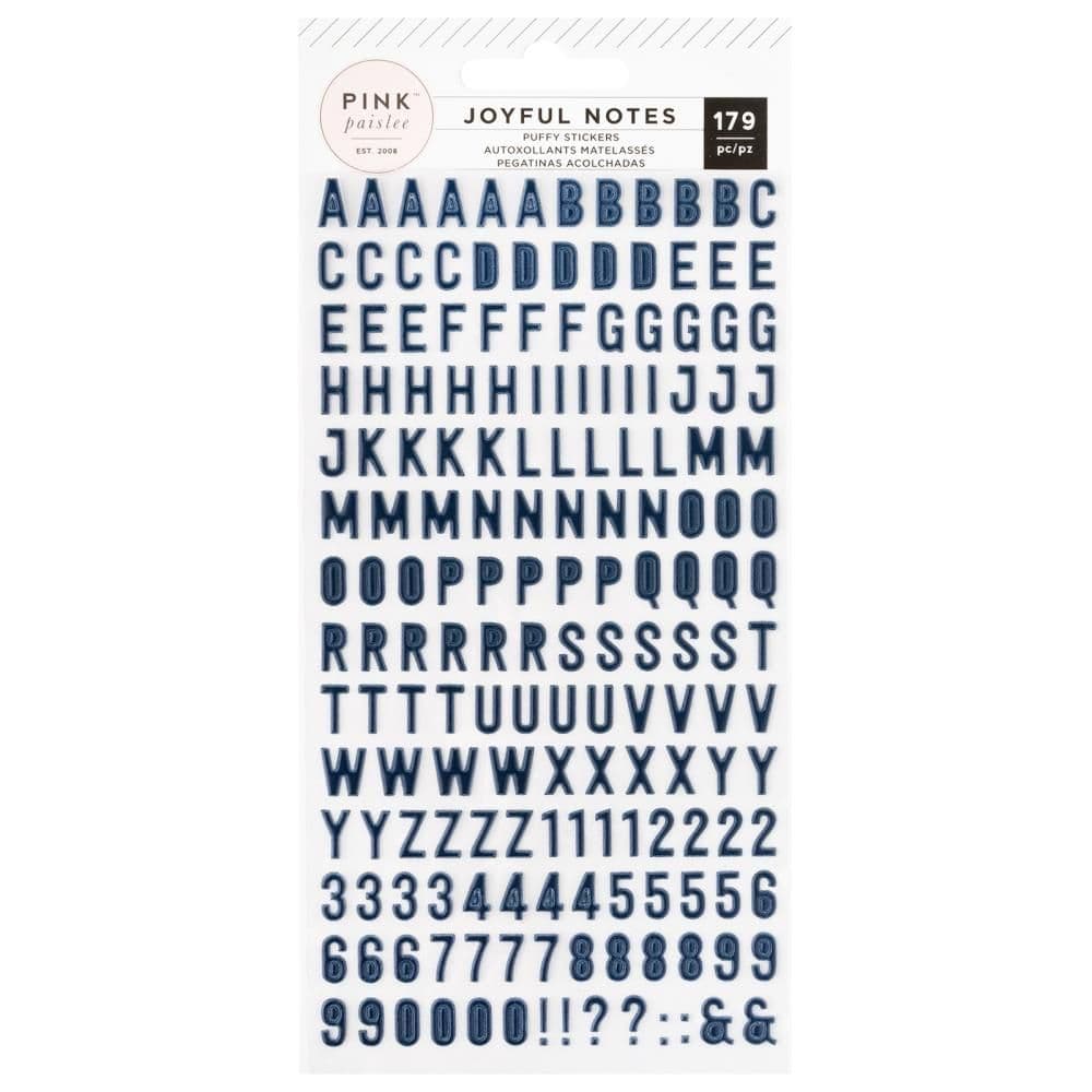 American Crafts Pink Paislee Joyful Notes Puffy Stickers - Alpha