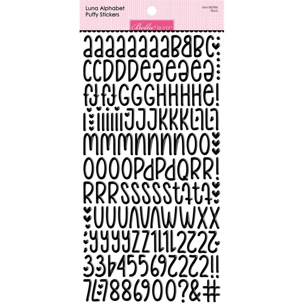 Bella Besties Luna Alphabet Puffy Stickers - Black