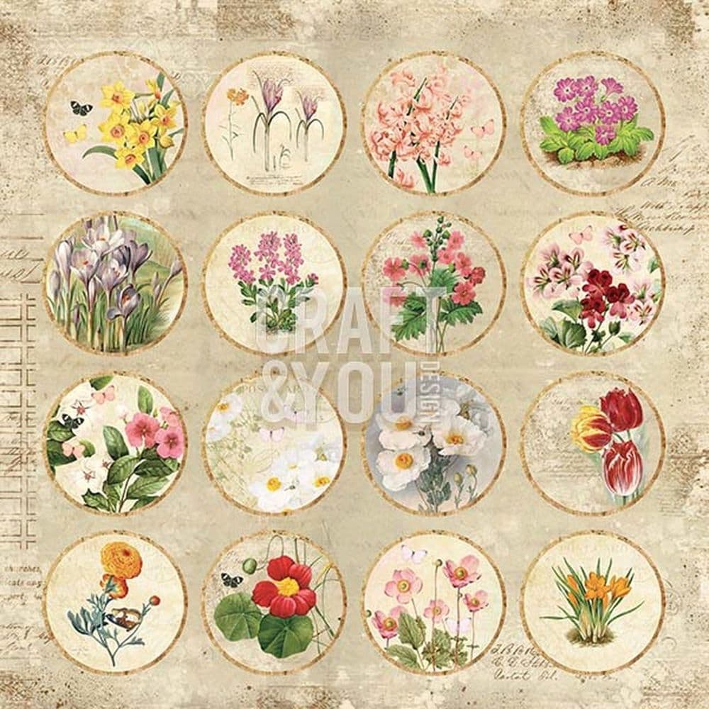 Craft & You 12x12 Scrapbook Paper - Spring Garden 07 - SG07