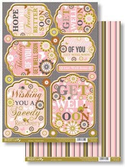 Craftstyle A4 Diecut Topper Sheet & Backing Sheet - Get Well Soon