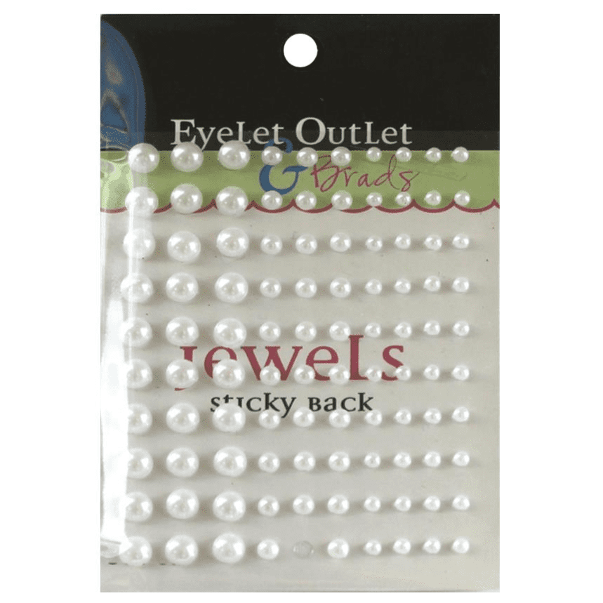 Eyelet Outlet Adhesive Pearls - Mixed Sizes - White