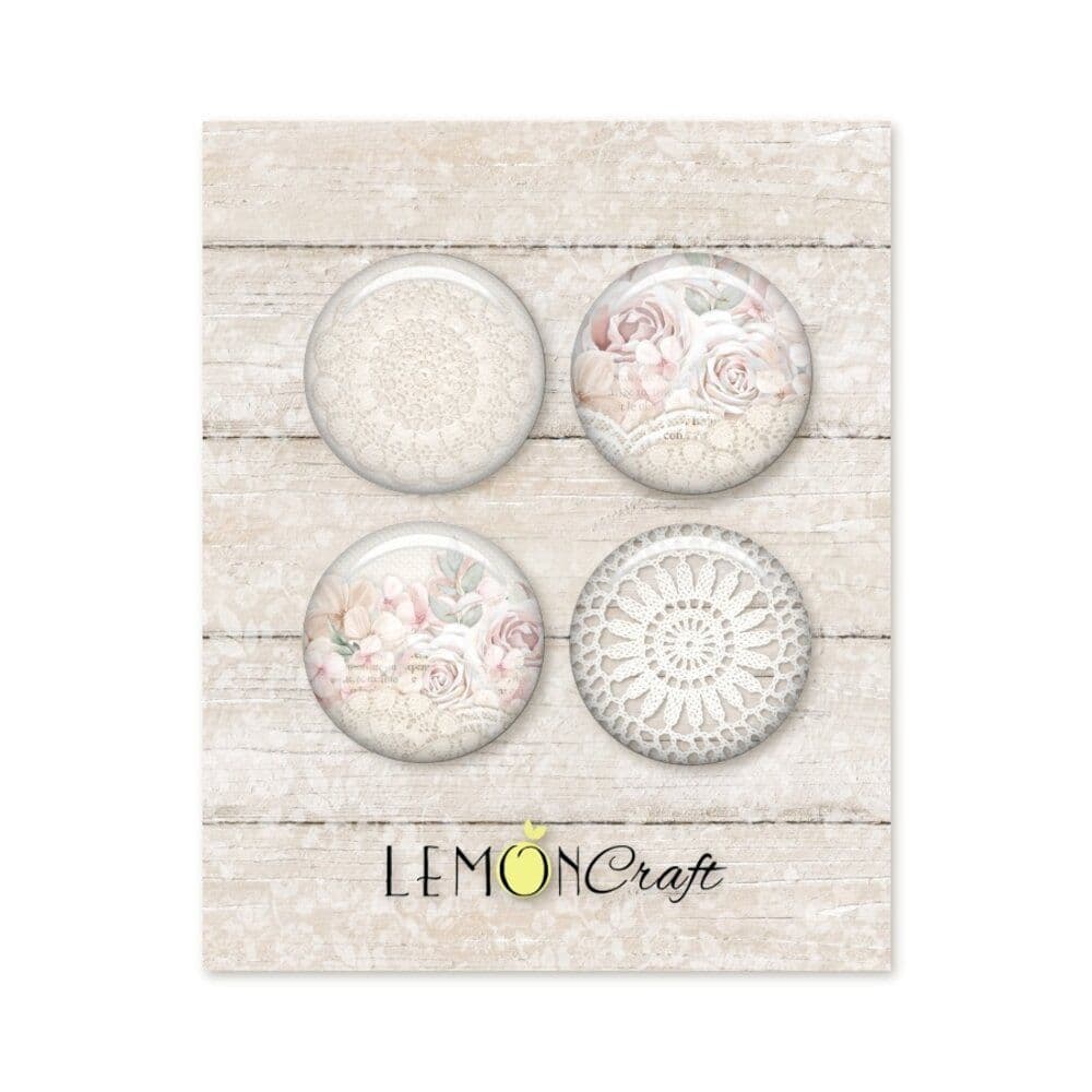 LemonCraft Buttons/Badge 4pcs - Linen Story