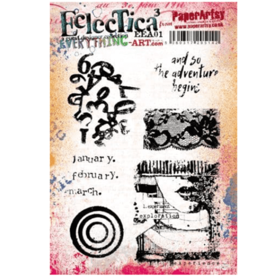 PaperArtsy Eclectica E Mounted Rubber Stamp Set - Everything Art 01 - EEA01