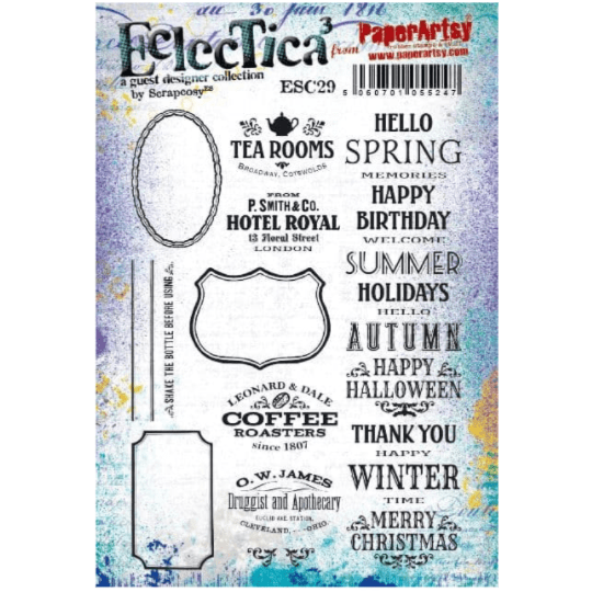 PaperArtsy Eclectica E Mounted Rubber Stamp Set - Scrapcosy 29 - ESC29