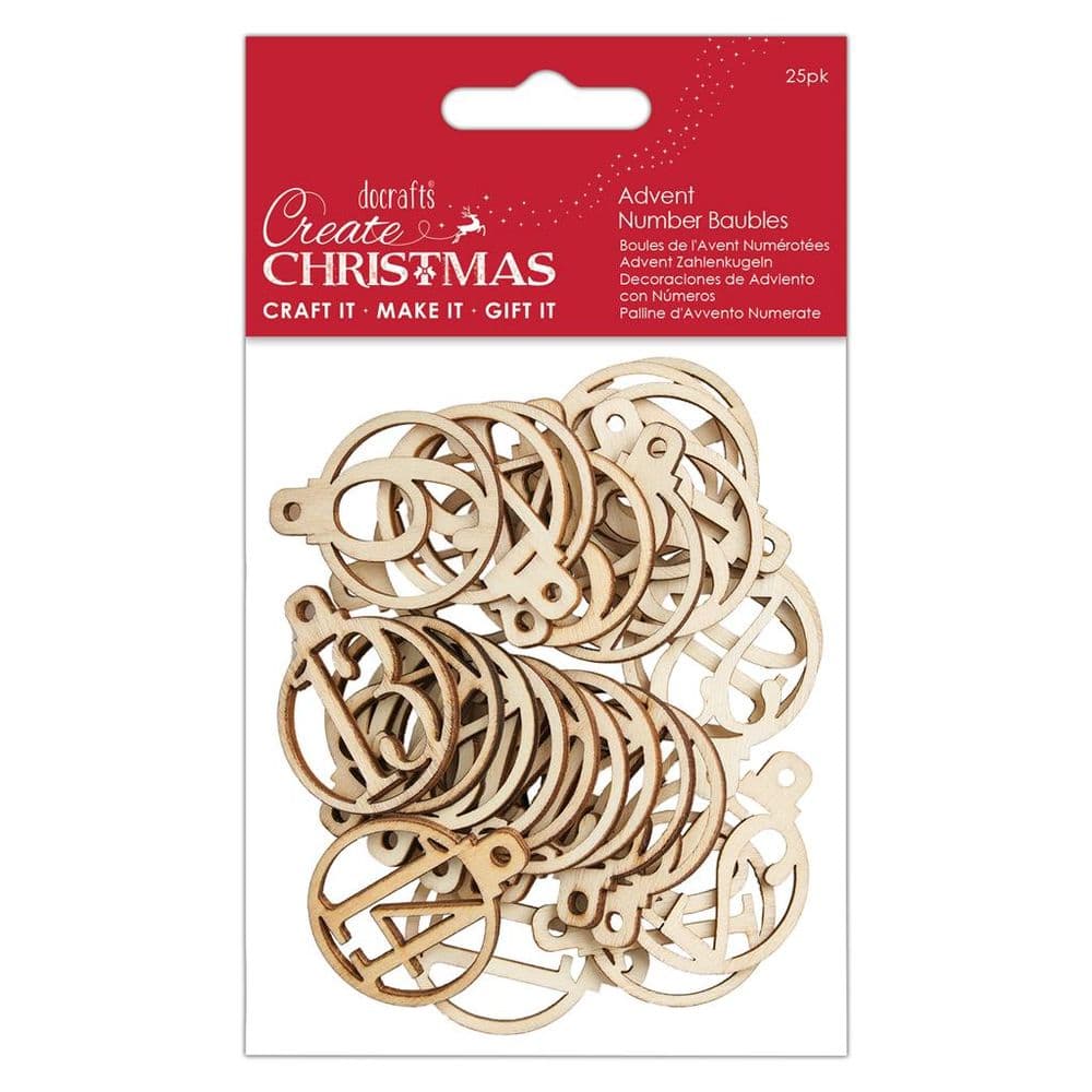 Papermania Bare Basics - Wooden Advent Number Baubles