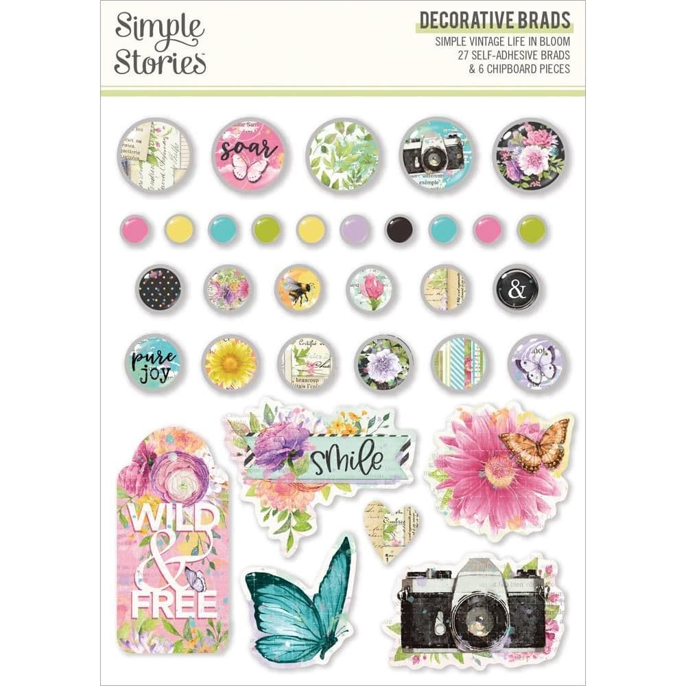 Simple Stories - Decorative Brads - Simple Vintage Life in Bloom