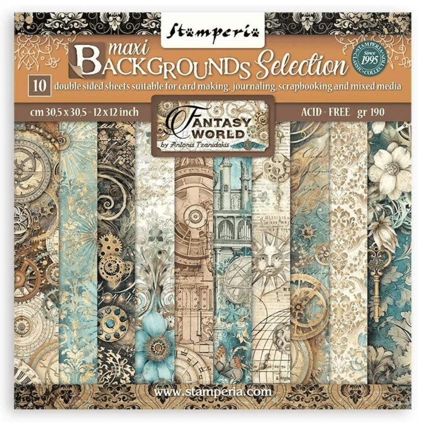 Stamperia 12x12 paper pad - Sir Vagabond in Fantasy World Maxi Backgrounds