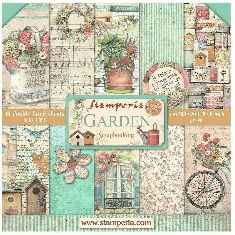 Stamperia 8x8 Paper Pad - Garden