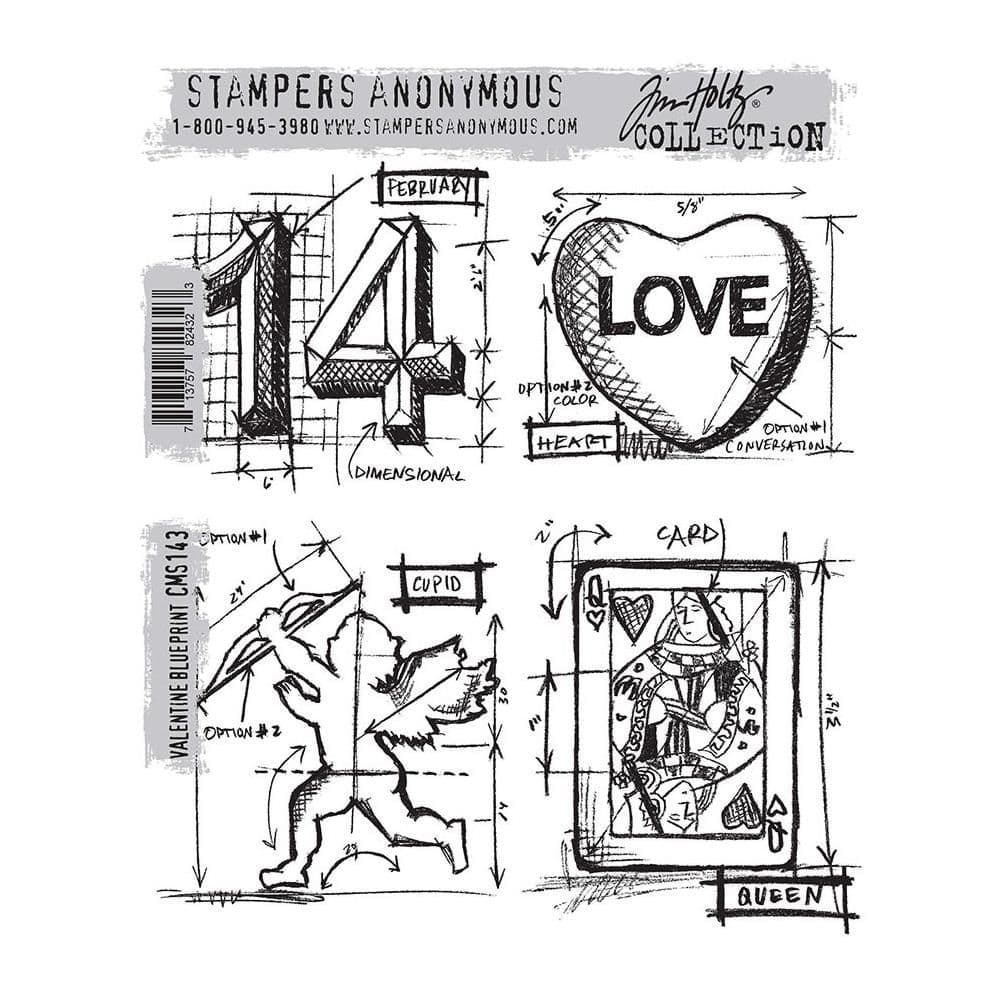 Stampers Anonymous Tim Holtz Cling Mount Stamp Set - Valentine ...