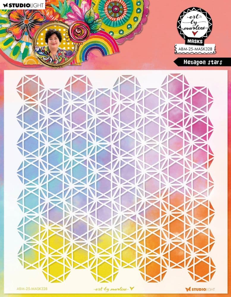 Studio Light Mask Stencil Art By Marlene Nr 328 - Hexagon Stars