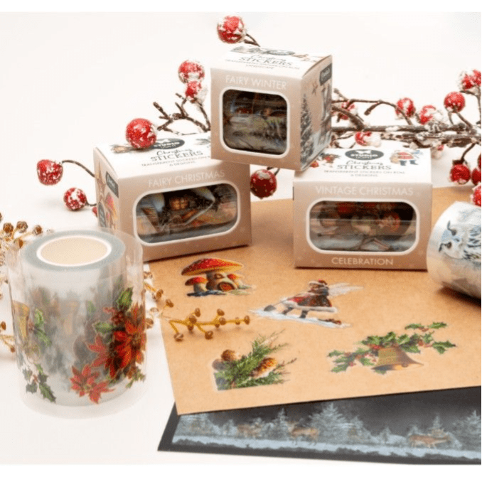 Studio Light Transparent Stickers on Roll - Vintage Christmas Celebration