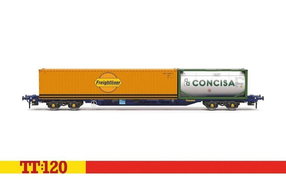 Hornby TT6031 Touax KFA Container Wagon with 1x20 & 1x40 Containers 1/ ...