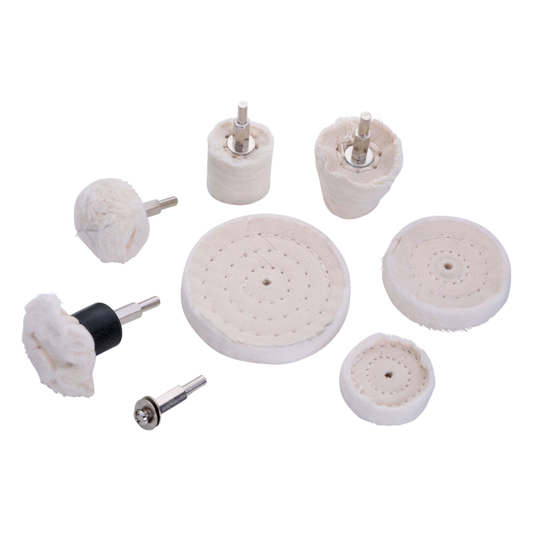 Polishing Cloth Wheel Set 8 pc Soft grade cotton Mixed sizes and shape