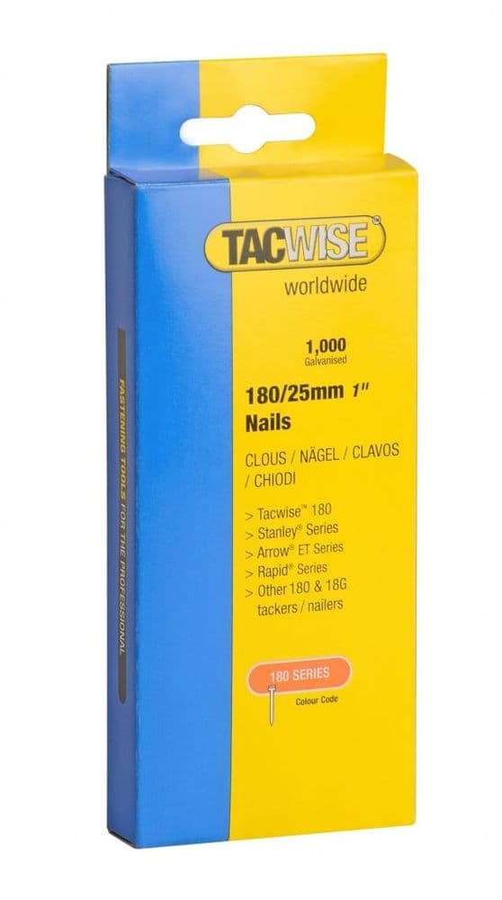 Tacwise 0361 Type 180 / 25 mm Galvanised 18G Brad Nails