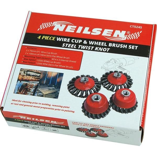 Wire Cup and Wheel Brush Set - 4 Pce