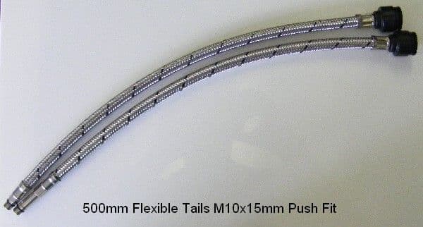 Flexible Tap Tails 10mmx15mm Push Fit 500mm