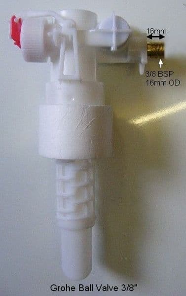Grohe Side Entry Short Tail16 Inlet Float Valve use with Upstand/Grey ...