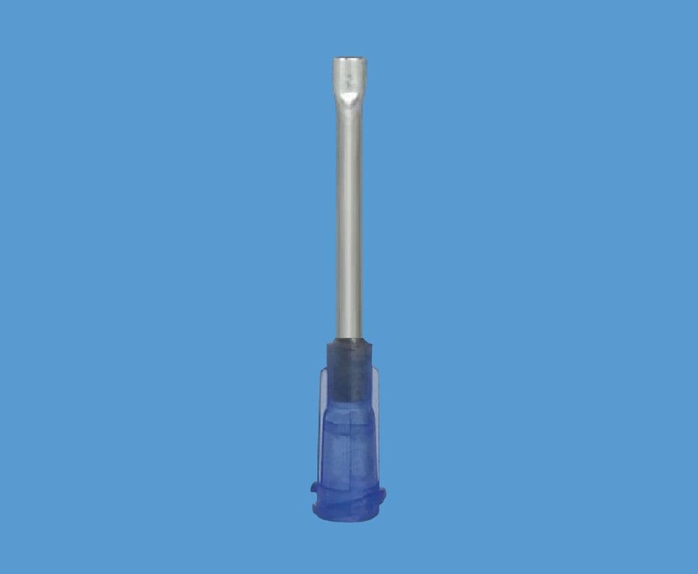 12G Precision Flat End 1" Luer Lock Tip Blue Adhesive Dispensing Ltd ...