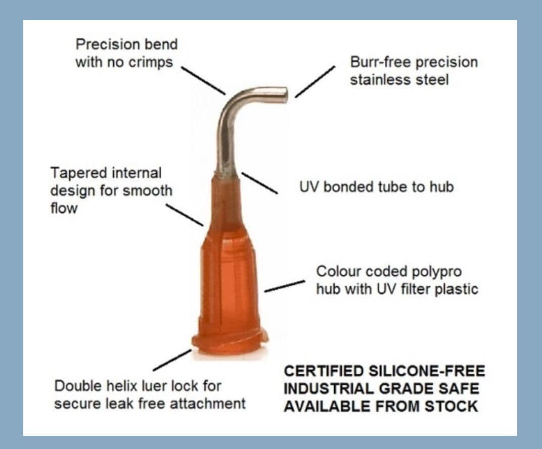 21 Gauge 90° Bend Angled Luer Lock Tip Purple AD72105090 Adhesive ...