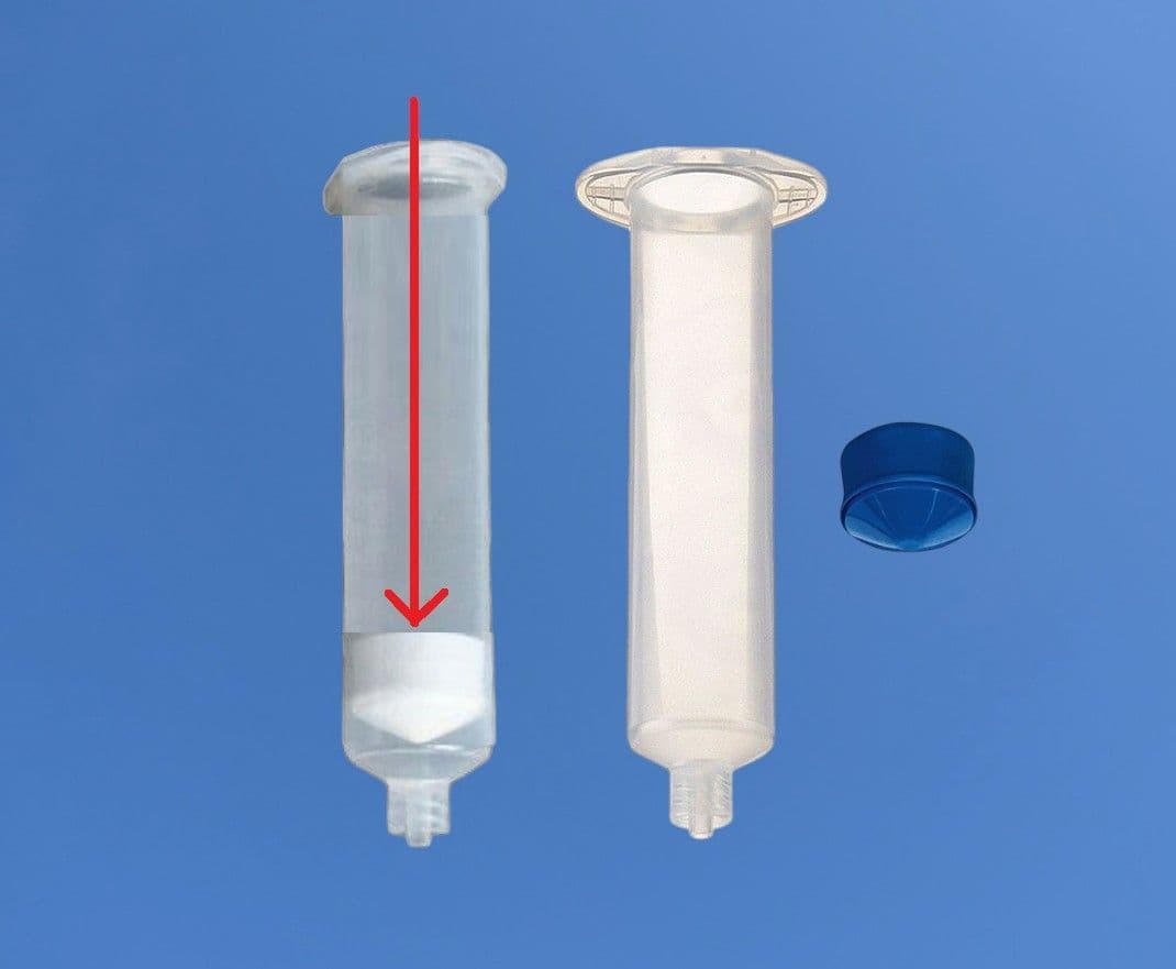 30cc Clear Syringe Barrel Blue Piston Stopper 7300LL1NBLA-500 Adhesive ...