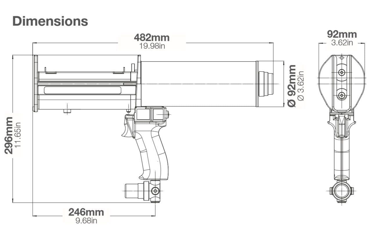 400ml Pneumatic Dual Gun 10:1 Ratio DP400-85-10 Sulzer Mixpac
