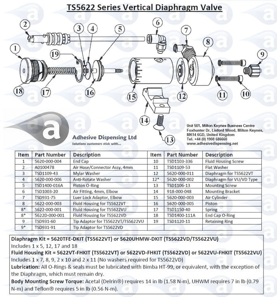 5620-000-003SS Air Cylinder Assembly Techcon Adhesive Dispensing Ltd