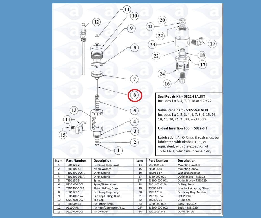 Techcon Spool Piston Assembly TS5322 Valve 5322-000-001 Adhesive ...