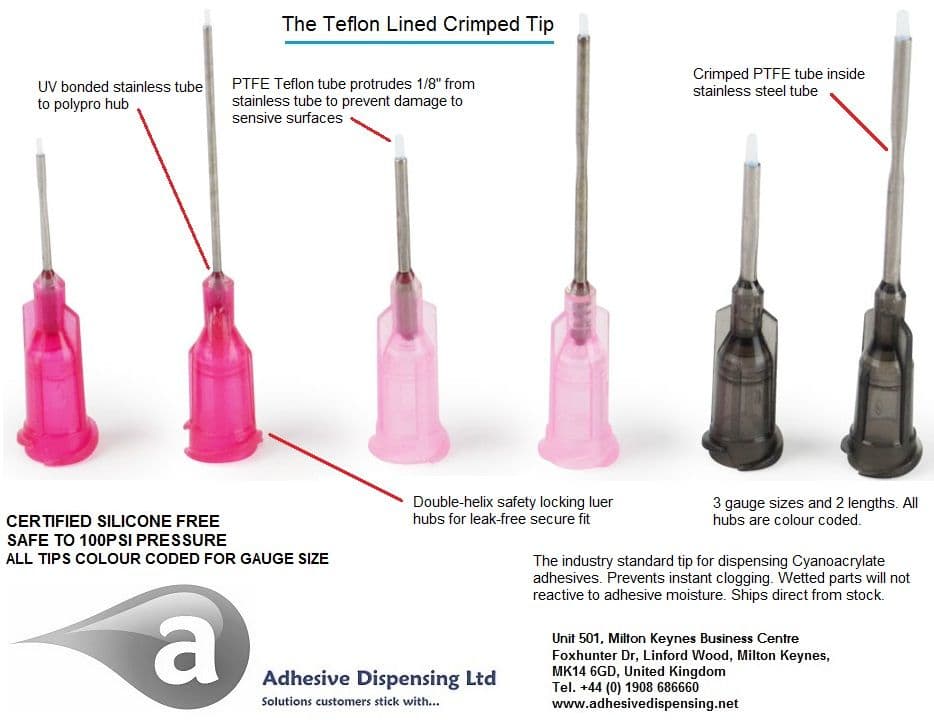 Teflon PTFE Lined Crimped Tip Grey Hub 5121TLC Adhesive Dispensing Ltd