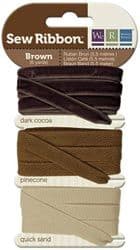 BROWN - We R Memory Keepers Sew Ribbon set of 3 Ribbons