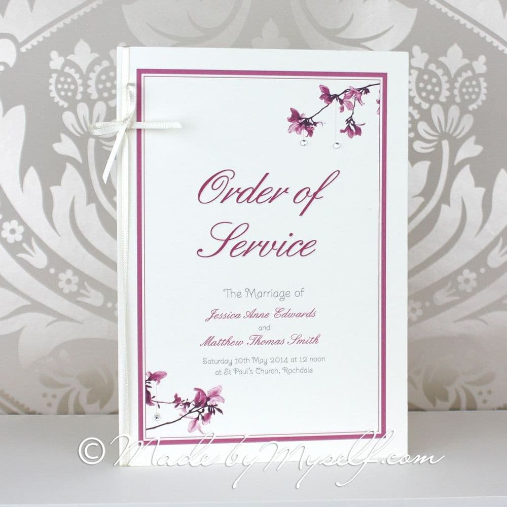 Blossom Order of Service - 4 Page Insert with Ribbon