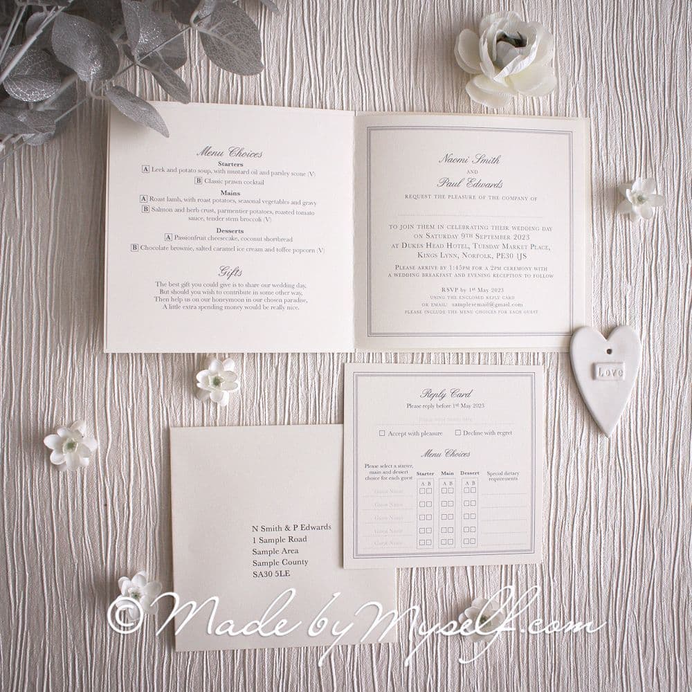 Ribbon Bar Lace Wedding Invitation