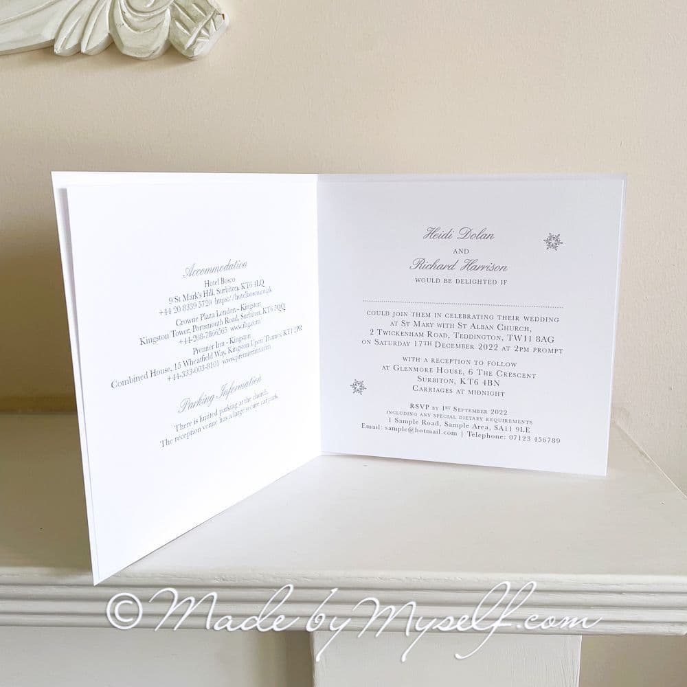 Snowflake Wedding Invitation - Card Style