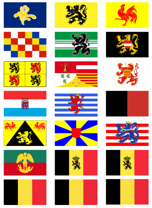 All 13 Belgian Provinces and Regions Flag Stickers - 21 per sheet