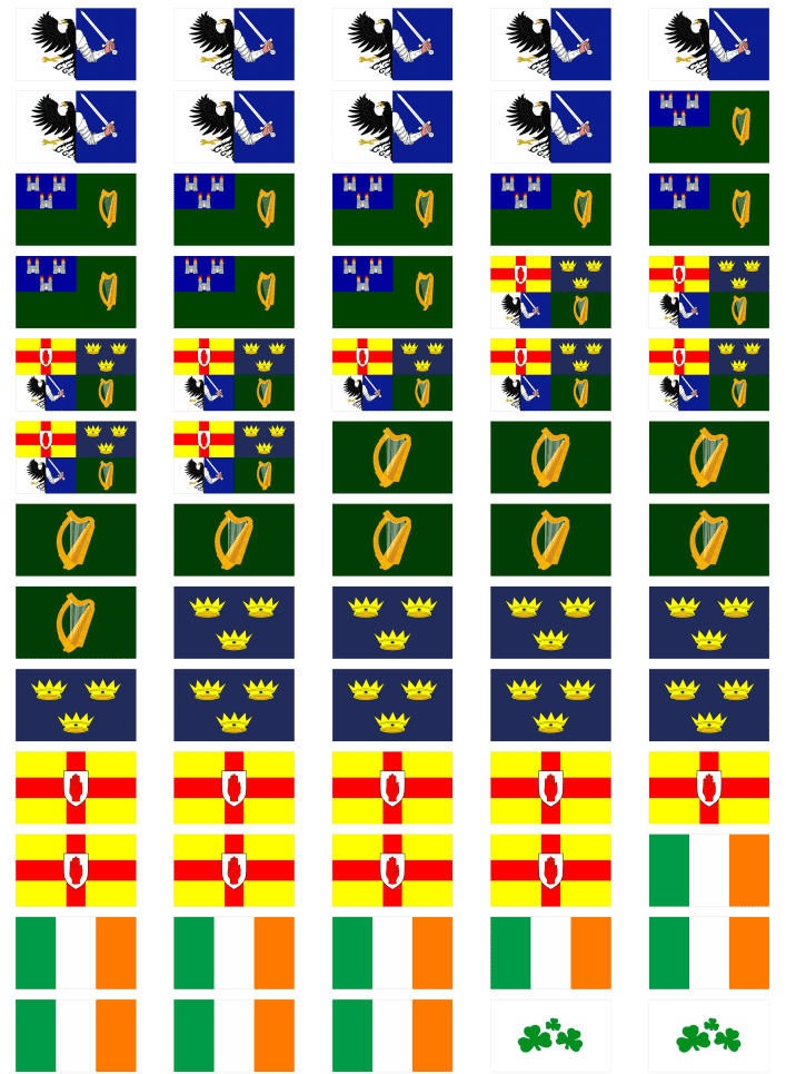 All 4 Irish Provinces Flag Stickers - 65 per sheet