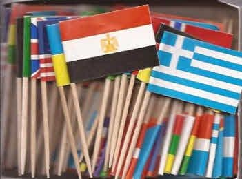Assorted Country Flag Cocktail Sticks pack of 100