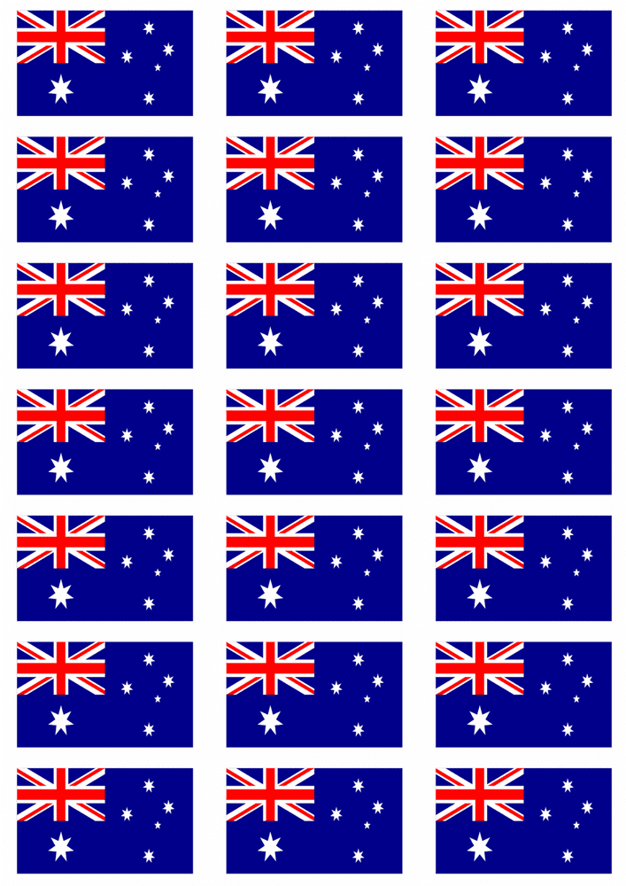 Australia Flag Stickers - 21 per sheet