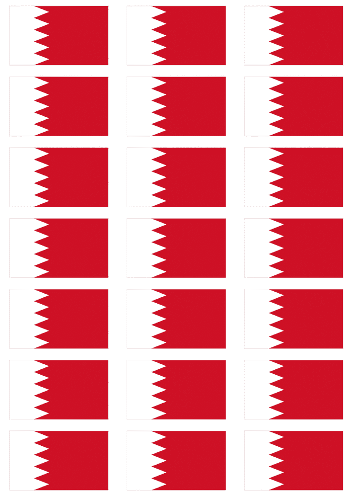 Bahrain Flag Stickers - 21 per sheet