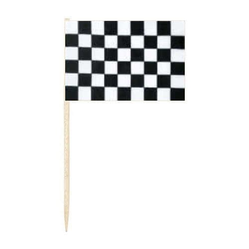 Black and White Checkered Flag Cocktail Sticks pack of 10