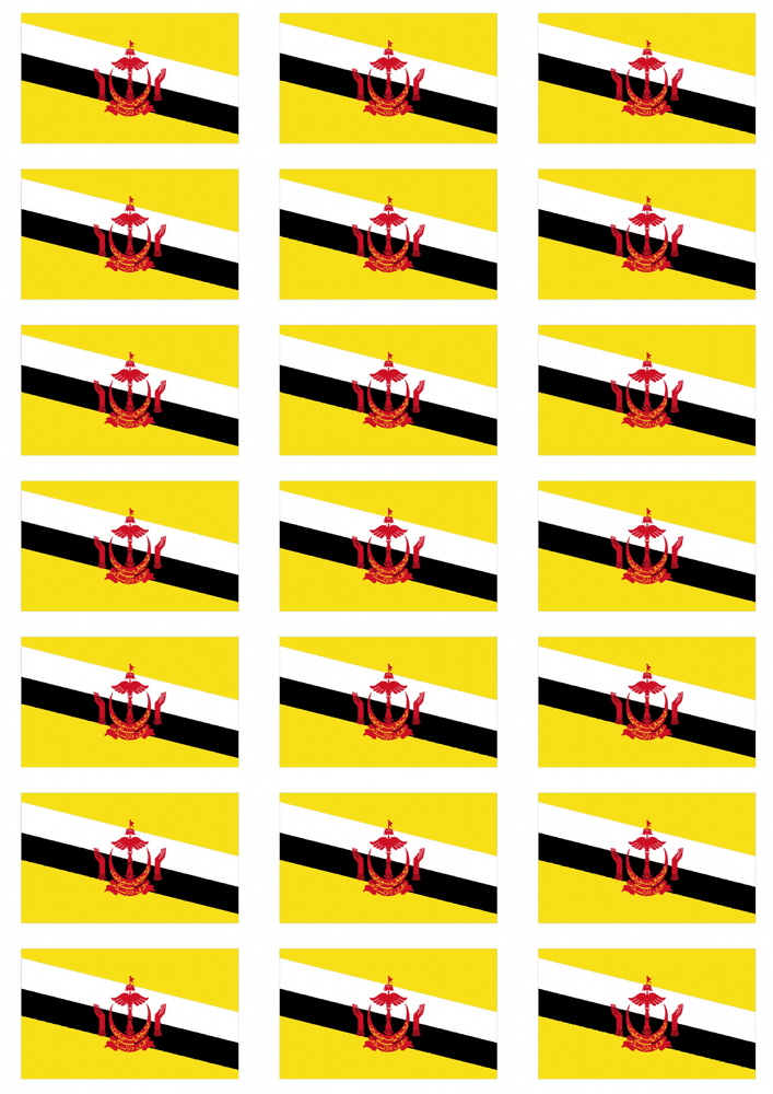 Brunei Flag Stickers - 21 per sheet