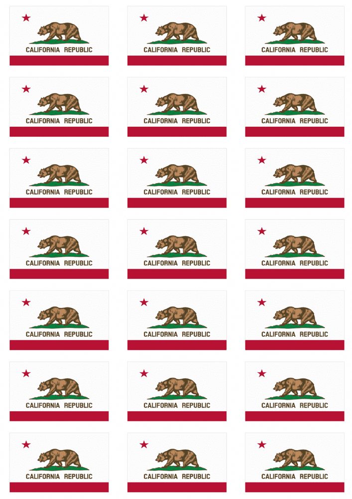California Flag Stickers - 21 per sheet