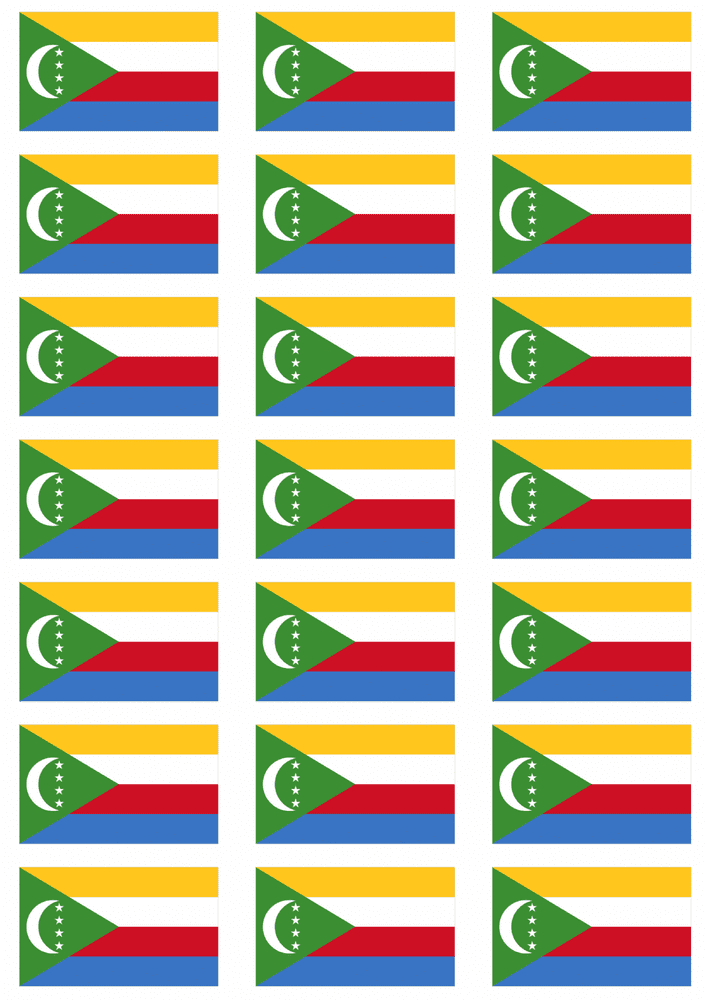 Comoros Flag Stickers - 21 per sheet