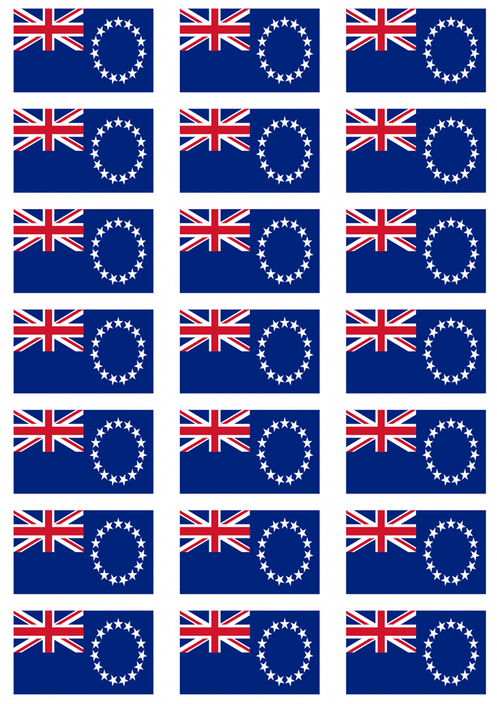 Cook Islands Flag Stickers - 21 per sheet