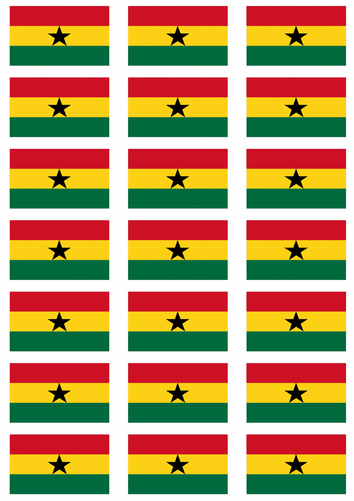 Ghana Flag Stickers - 21 per sheet