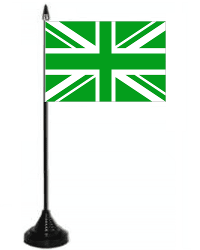 Great Britain Green Desk / Table Flag with plastic stand and base