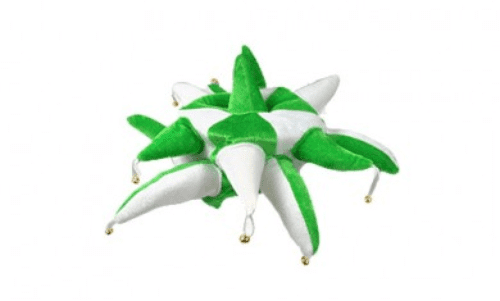 Green and White Jester Hat.