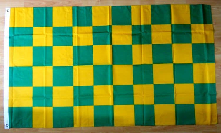 Green and Yellow Checkered Large Flag - 5' x 3'.